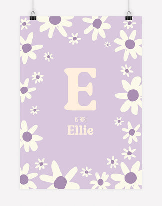 Girl's Personalised Name Wall Art Print Australia | Nursery Wall Art