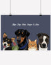 Custom Five Pet Portrait | 5 Pet Portraits | Made In Australia